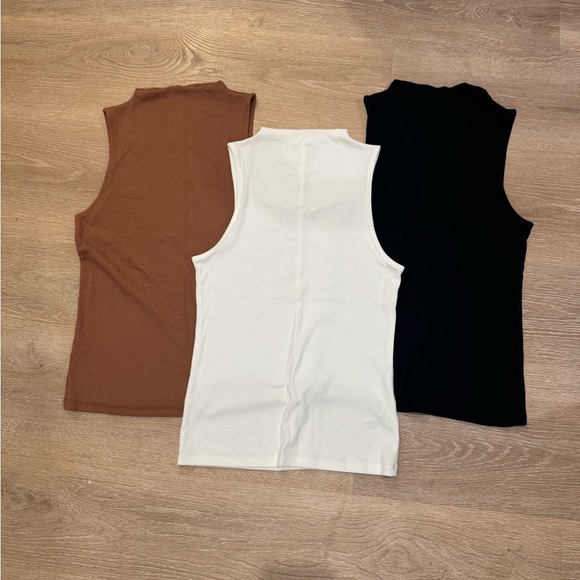 A. New Day | Tops | 3 Pack High Mock Neck Tanks Black White And Clay ...